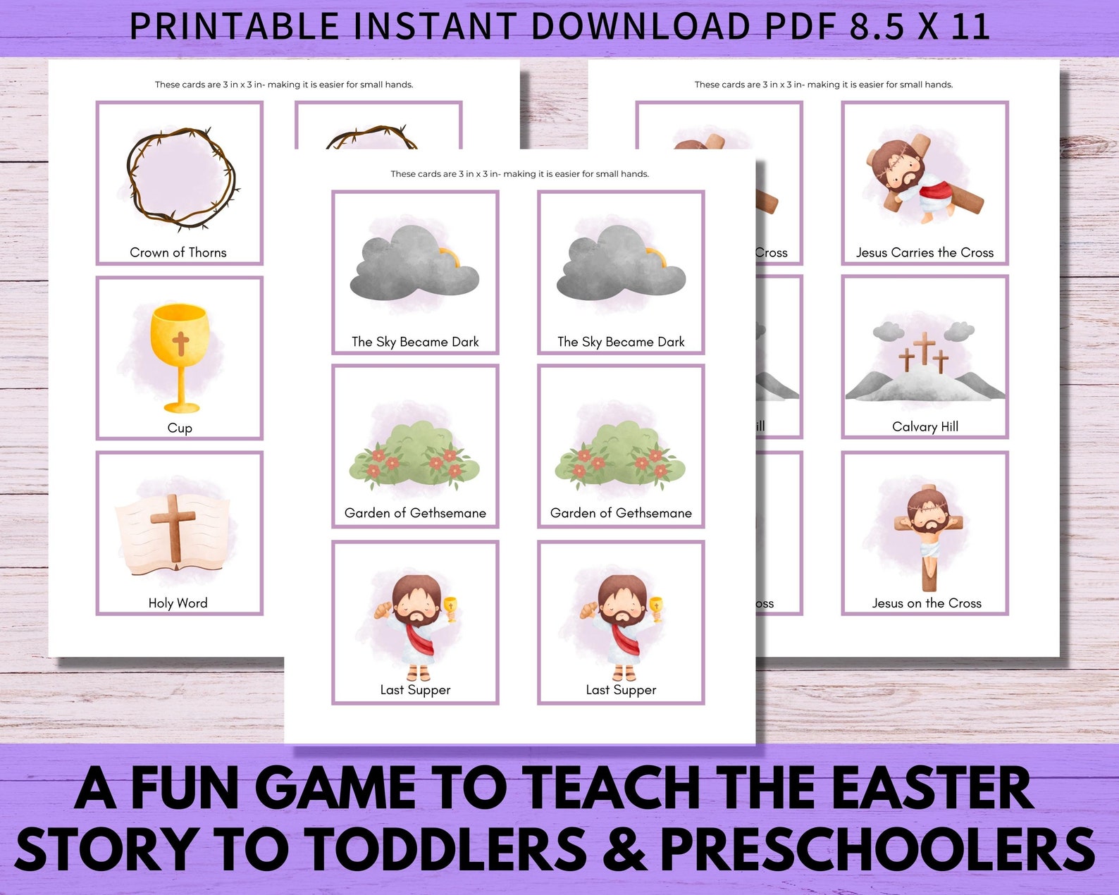Easter Story Memory Game for Toddlers & Preschoolers, Printable Bible ...