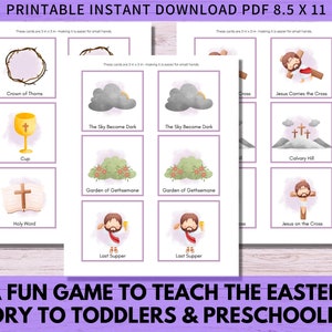 Easter Story Memory Game for Toddlers & Preschoolers, Printable Bible ...