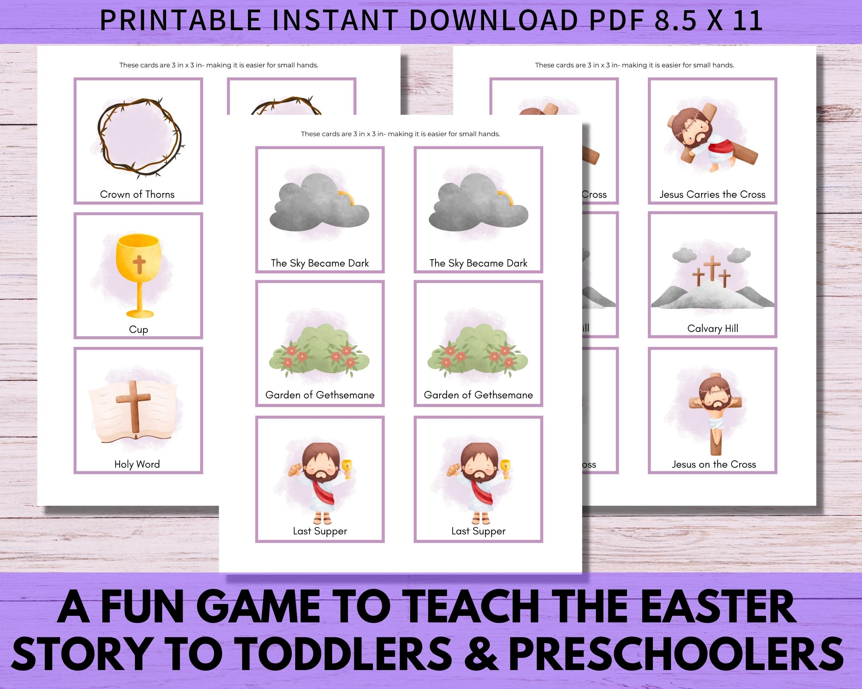 Easter Story Memory Game for Toddlers & Preschoolers, Printable Bible ...