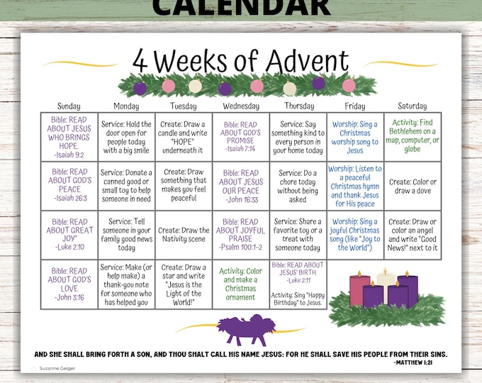 Kids Christian Advent Calendar 2025, Bible Advent Activities for Kids ...