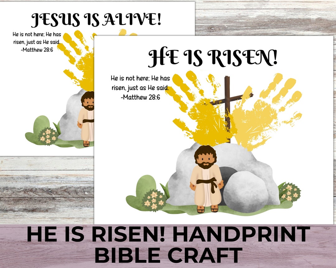 He is Risen Sunday Handprint Craft, Jesus is Alive Easter Sunday School ...