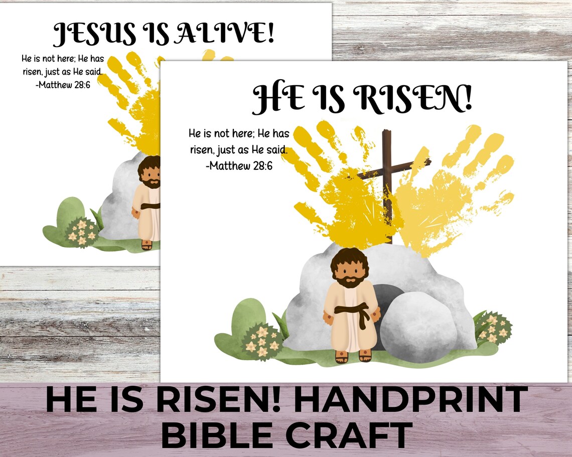 He is Risen Sunday Handprint Craft, Jesus is Alive Easter Sunday School ...