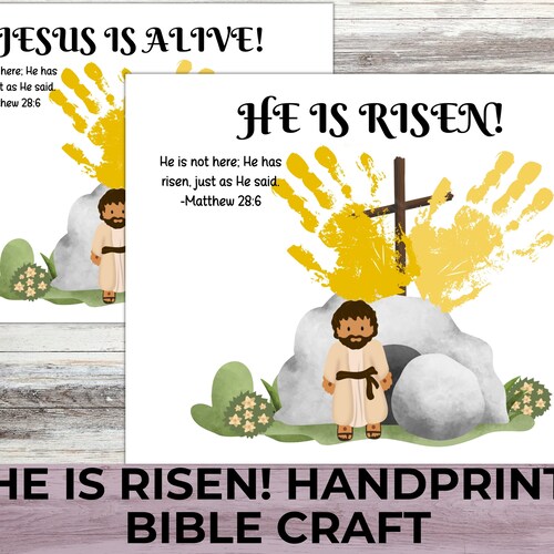 Easter Handprint Art Craft Cross He is Risen Religious - Etsy