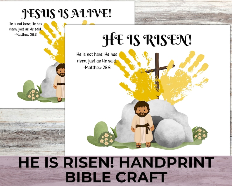 He is Risen Sunday Handprint Craft, Jesus is Alive Easter Sunday School ...