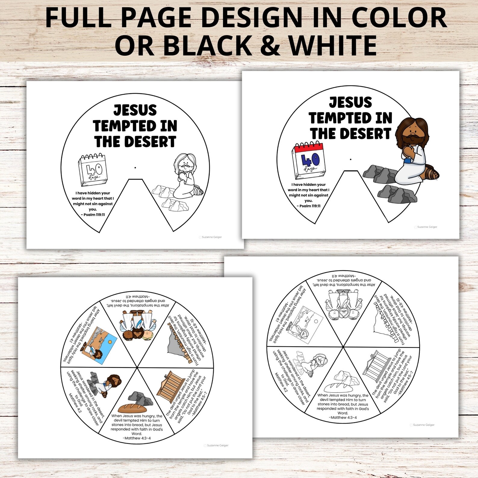 Jesus Tempted in the Desert Bible Craft, Matthew 4:1-11 Bible Coloring ...