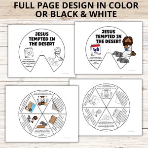 Jesus Tempted in the Desert Bible Craft, Matthew 4:1-11 Bible Coloring ...