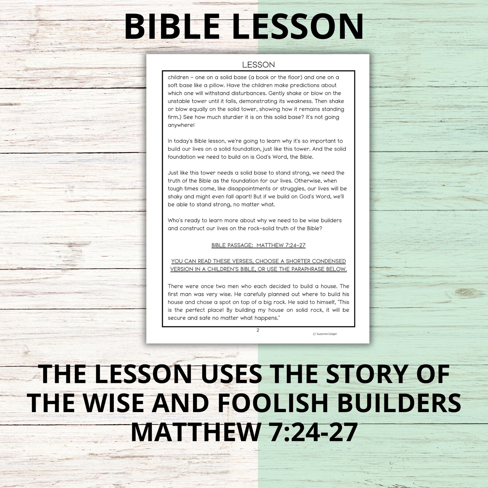 Parable of the Wise and Foolish Builders Sunday School Lesson for Kids ...