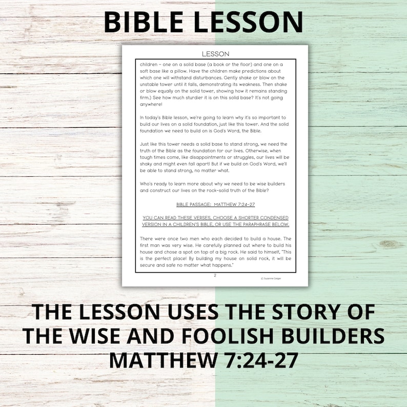 Parable of the Wise and Foolish Builders Sunday School Lesson for Kids ...