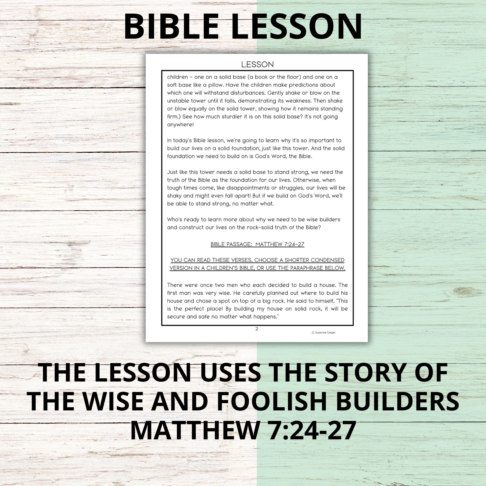 Parable of the Wise and Foolish Builders Sunday School Lesson for Kids ...