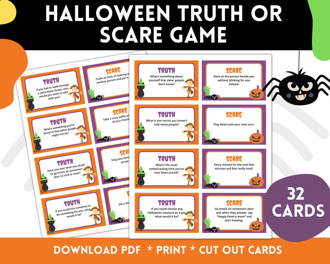 Halloween Truth or Scare Party Game for Kids, Printable 8.5 X 11 PDF ...