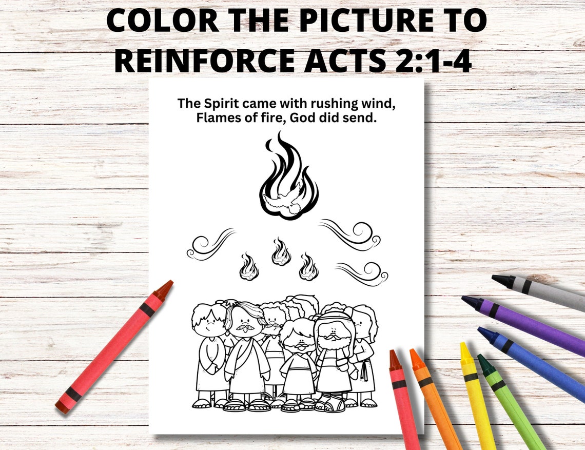 Pentecost Sunday Craft Coloring Pages Acts 2 Bible Story Craft, Holy ...