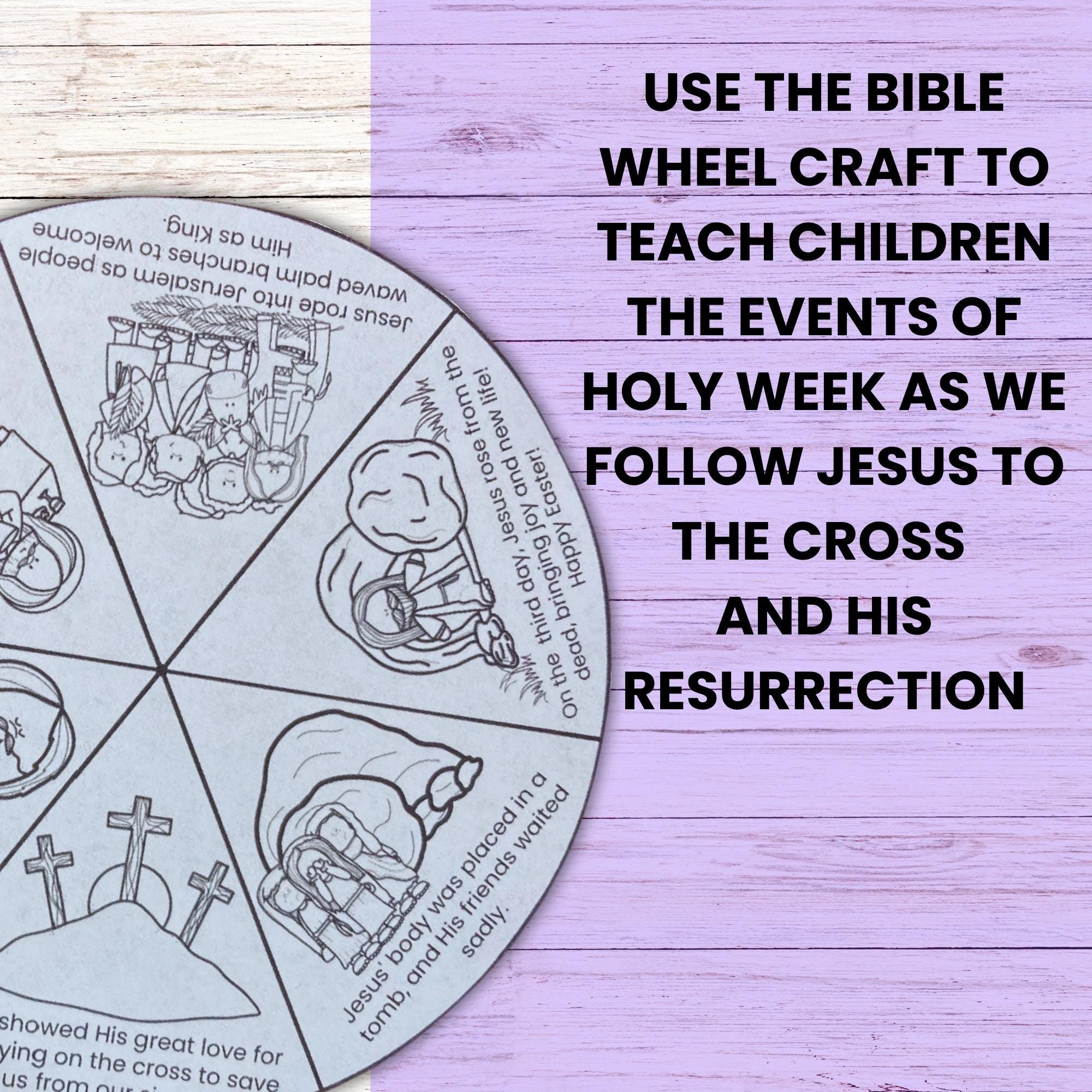 Holy Week Easter Story Bible Wheel Coloring Craft Sunday School ...