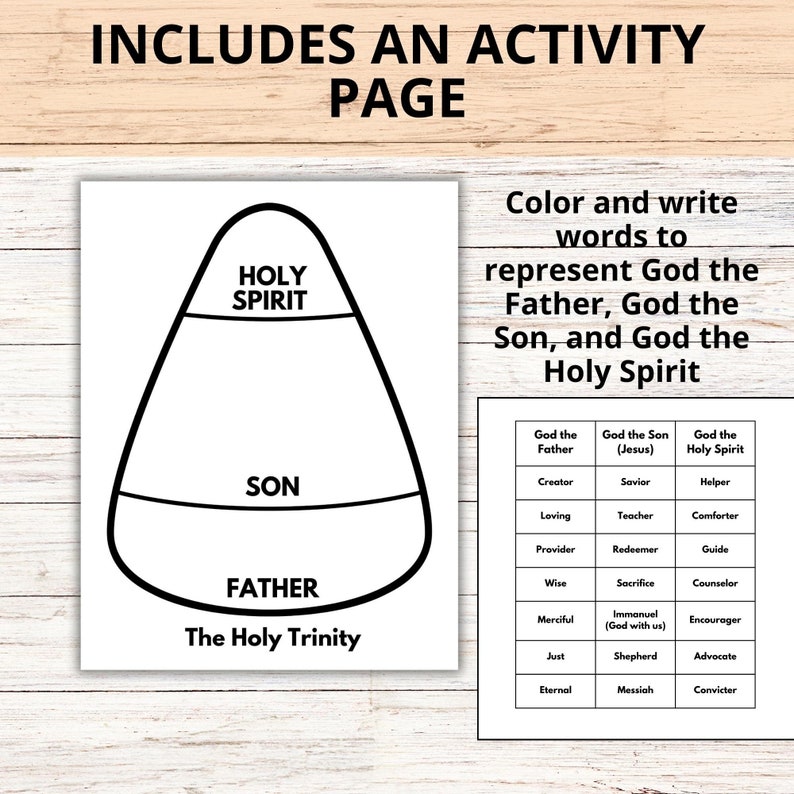 Holy Trinity Bible Coloring Wheel and Lesson for Kids, Candy Corn ...