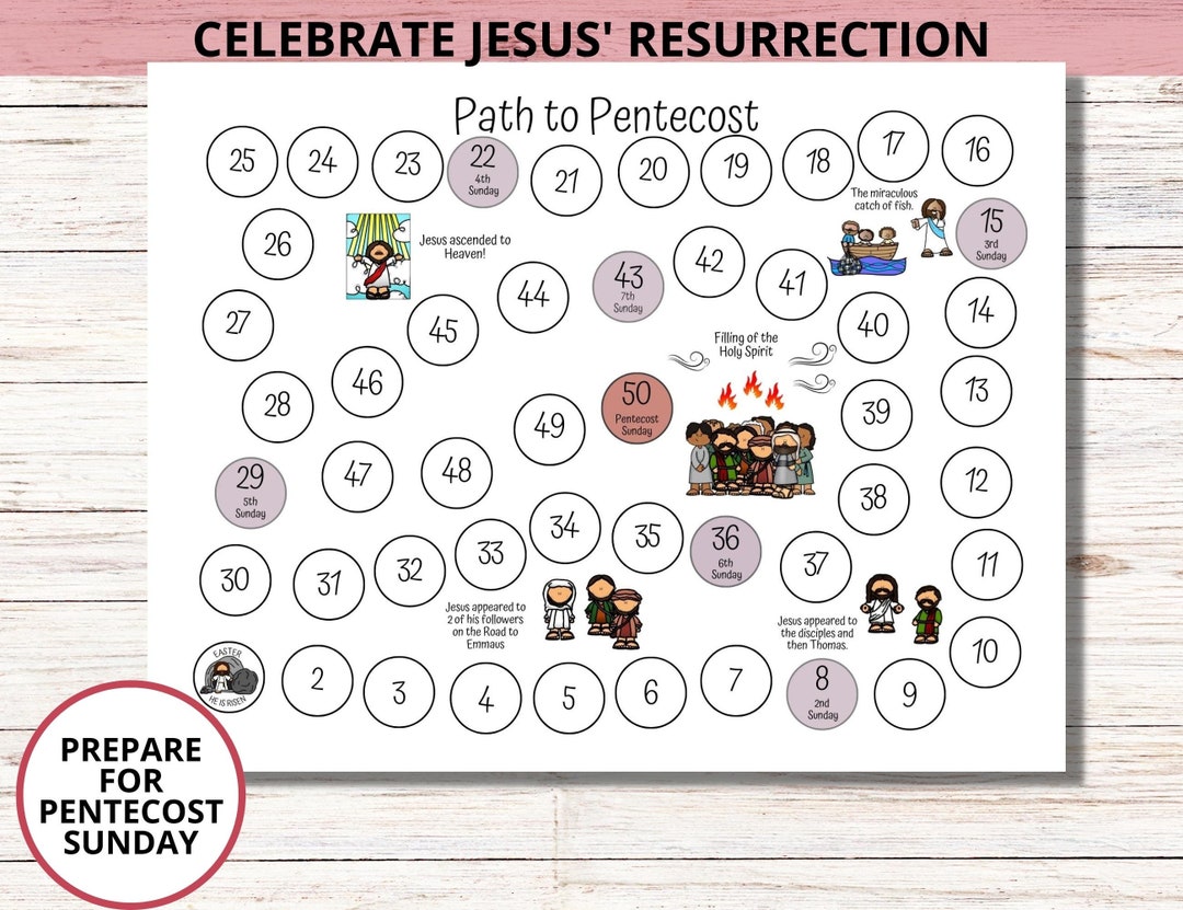 Pentecost Countdown Printable Calendar, 50 Days of Easter Calendar ...