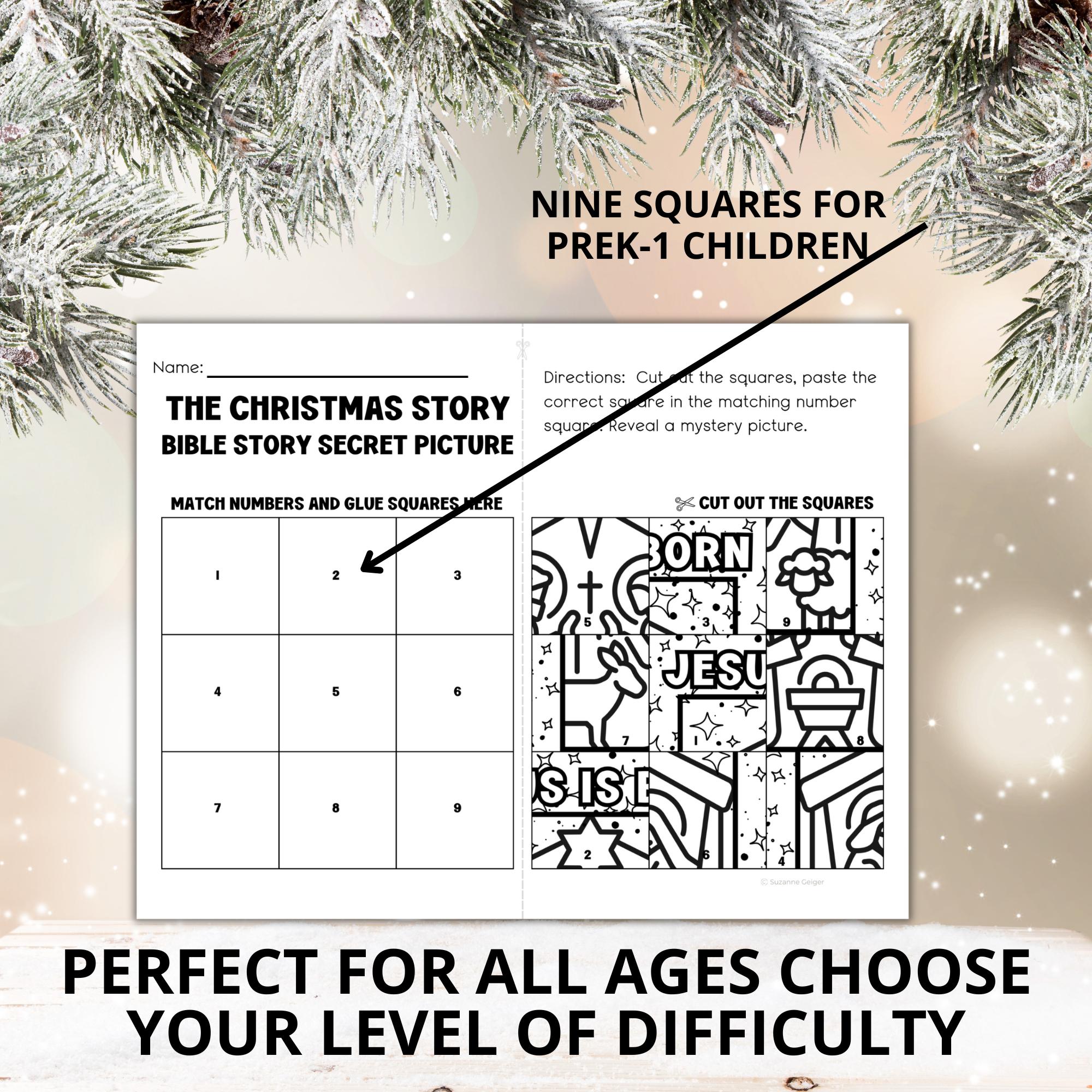 Birth of Jesus Bible Coloring Craft Secret Picture Activity, Christmas ...