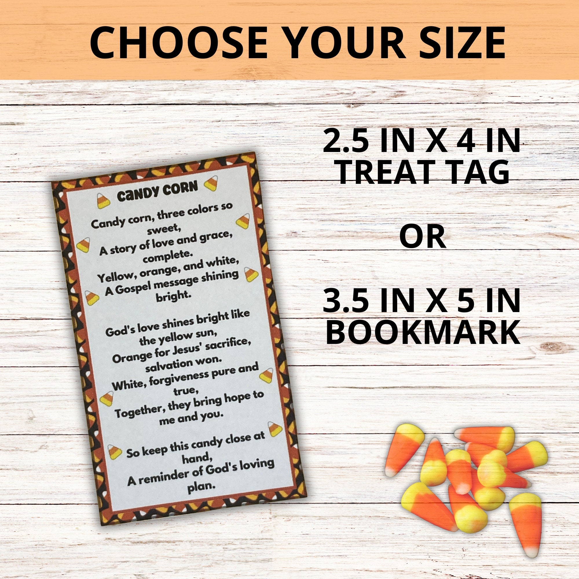 Christian Halloween Candy Corn Gospel Treat Tag Printable Poem, Candy ...