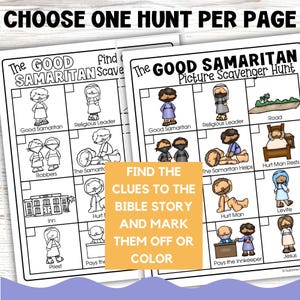 The Good Samaritan Bible Lesson Scavenger Hunt Activity Prek, Sunday ...