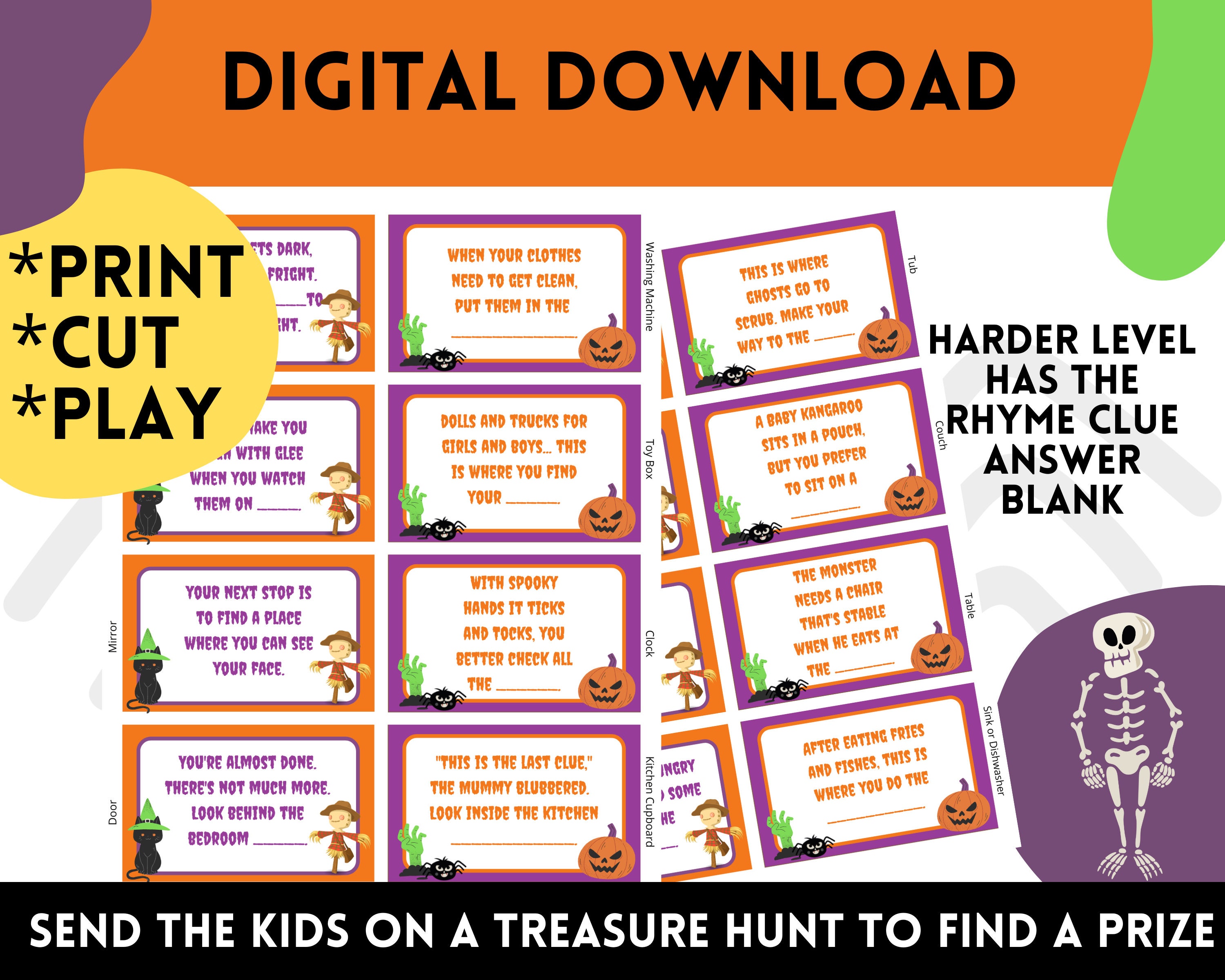 Halloween Indoor Scavenger Hunt for Kids, Printable 8.5 X 11 PDF, Easy ...