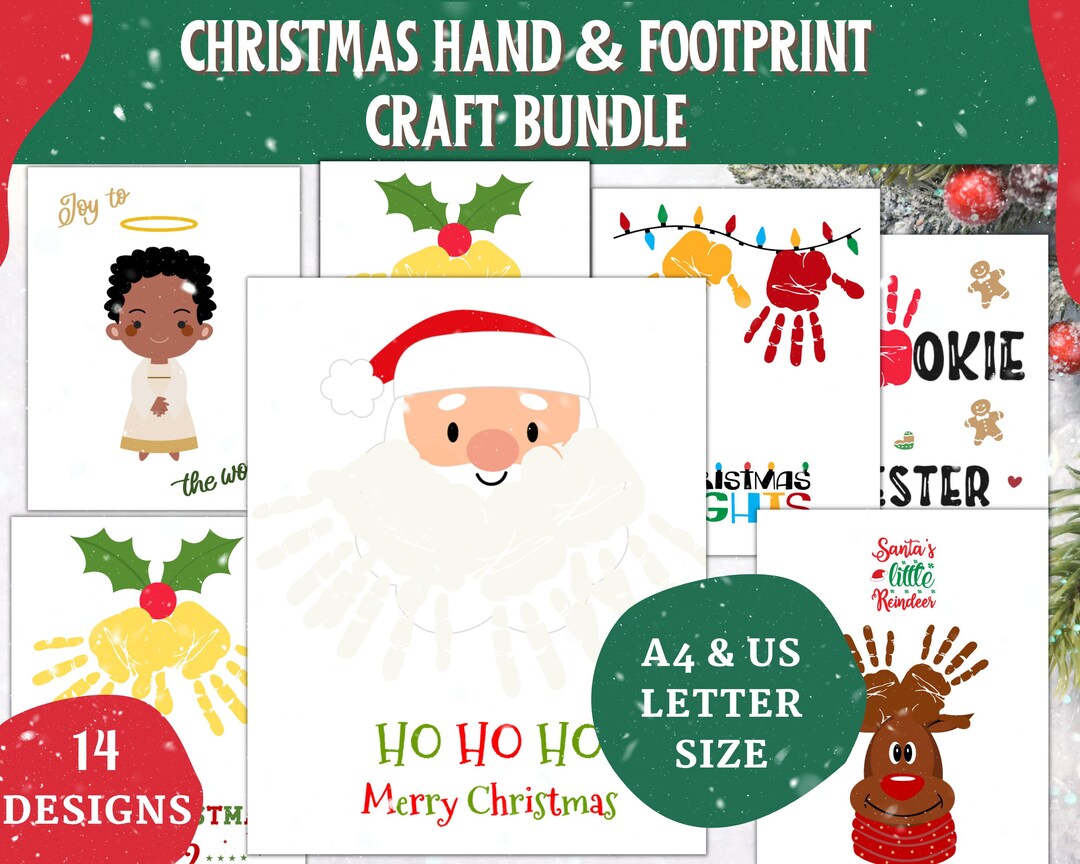 Christmas Handprint Craft Bundle, Holiday Preschool & Toddler Hand and ...