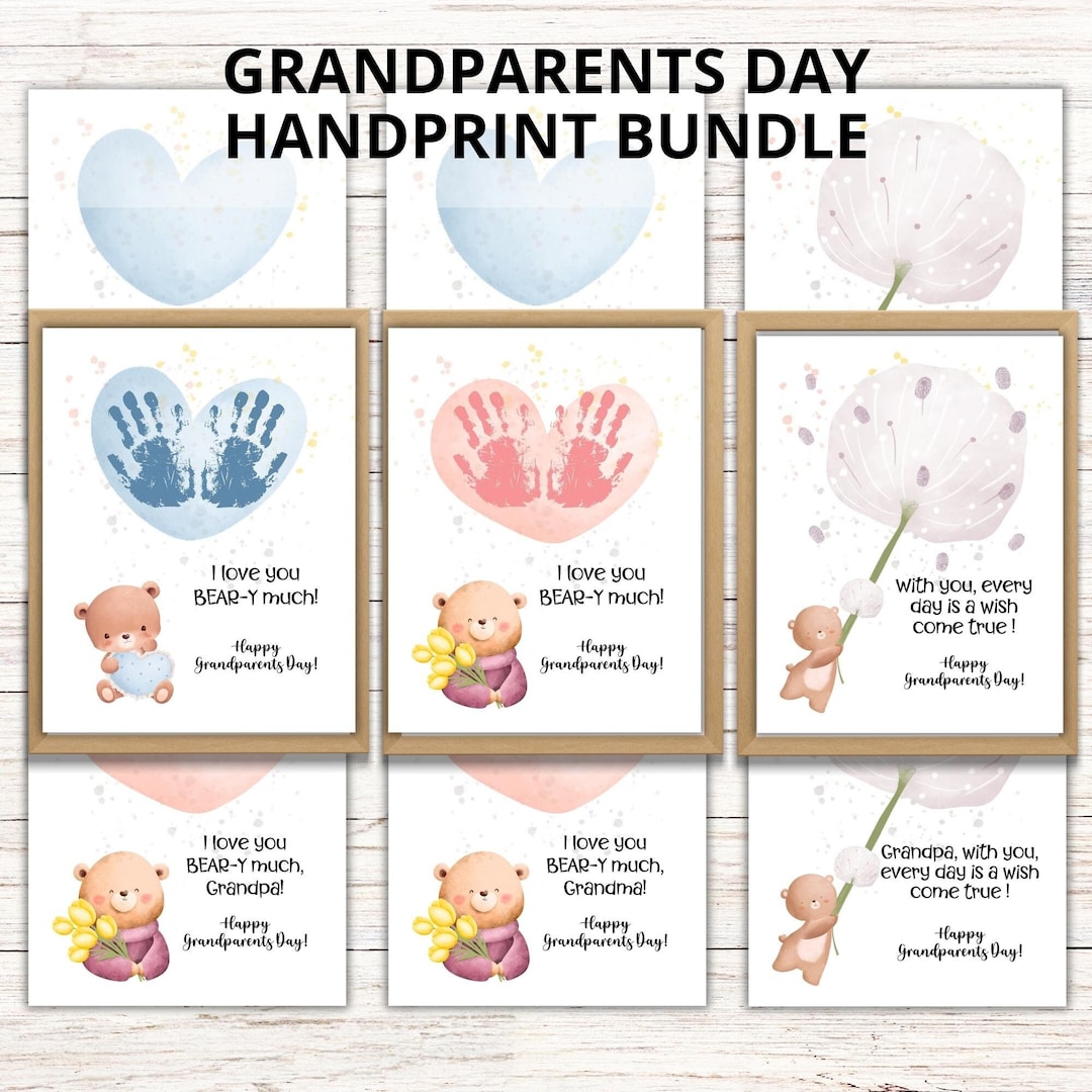 Grandparents Day Handprint Craft Bundle, Printable Gift DIY Hand Art ...
