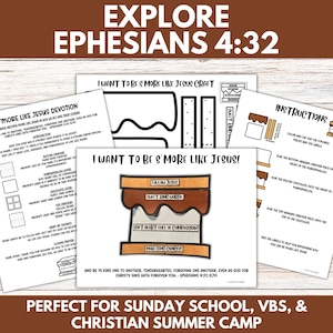 Summer VBS Bible Craft Activity Printable, S'more Like Jesus Summer ...