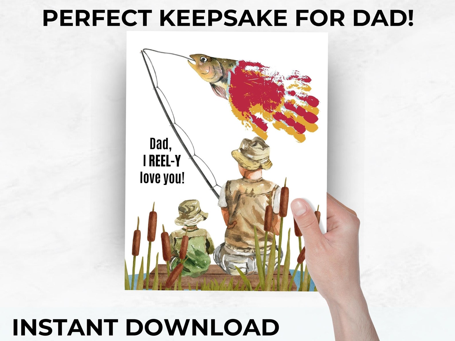 Fathers Day Handprint Art Printable Diy Keepsake T For Dad Etsy