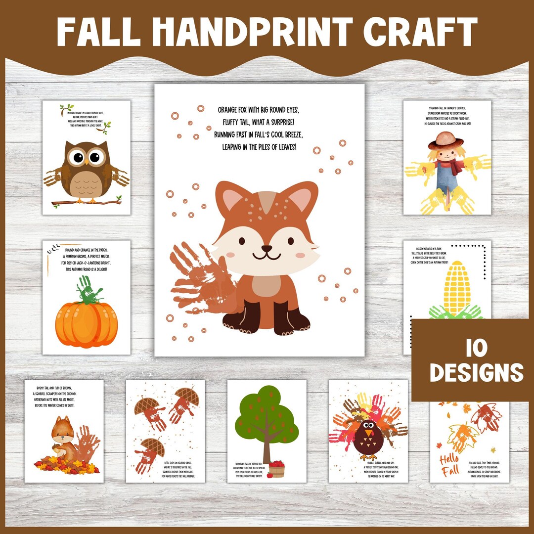 Fall Handprint Craft Bundle for Preschool, Back to School Autumn ...