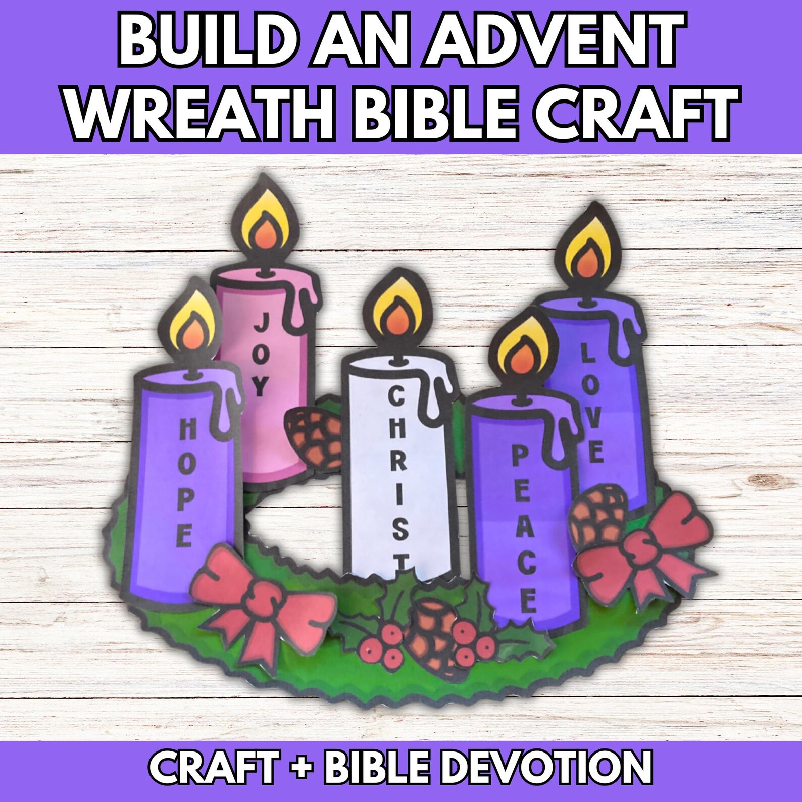 Build an Advent Wreath Craft and Devotion Printable for Kids, Christian ...