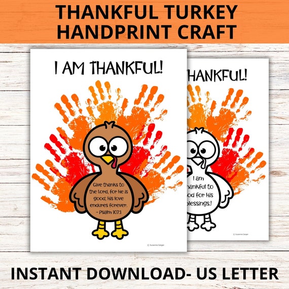 Thankful Handprint Turkey Craft Free Printable Happy Handprint Turkey