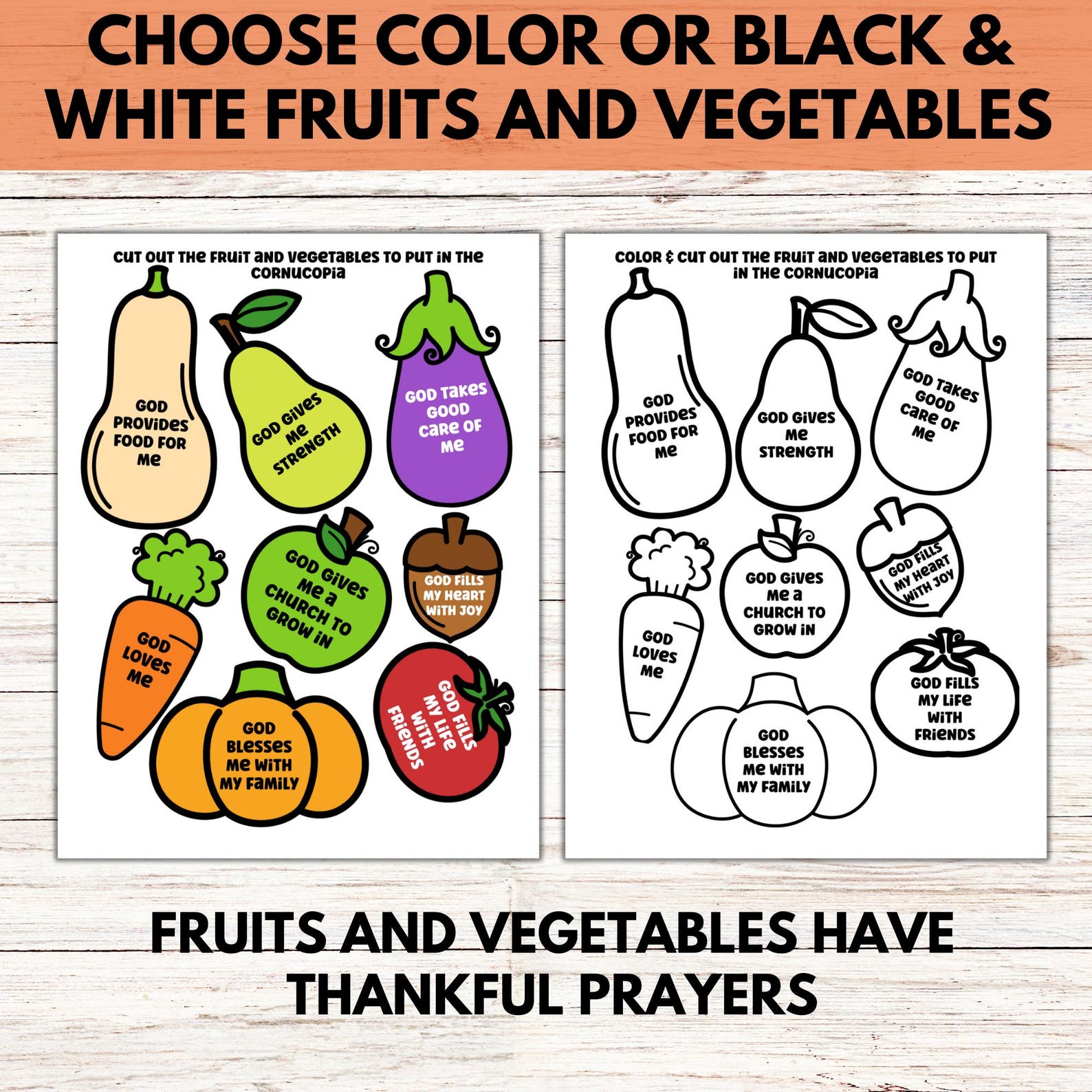 Give Thanks Cornucopia Thanksgiving Prayer Bible Craft Activity, Sunday ...