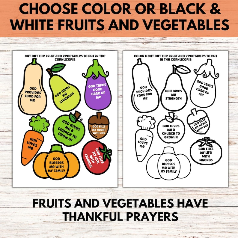 Give Thanks Cornucopia Thanksgiving Prayer Bible Craft Activity, Sunday ...