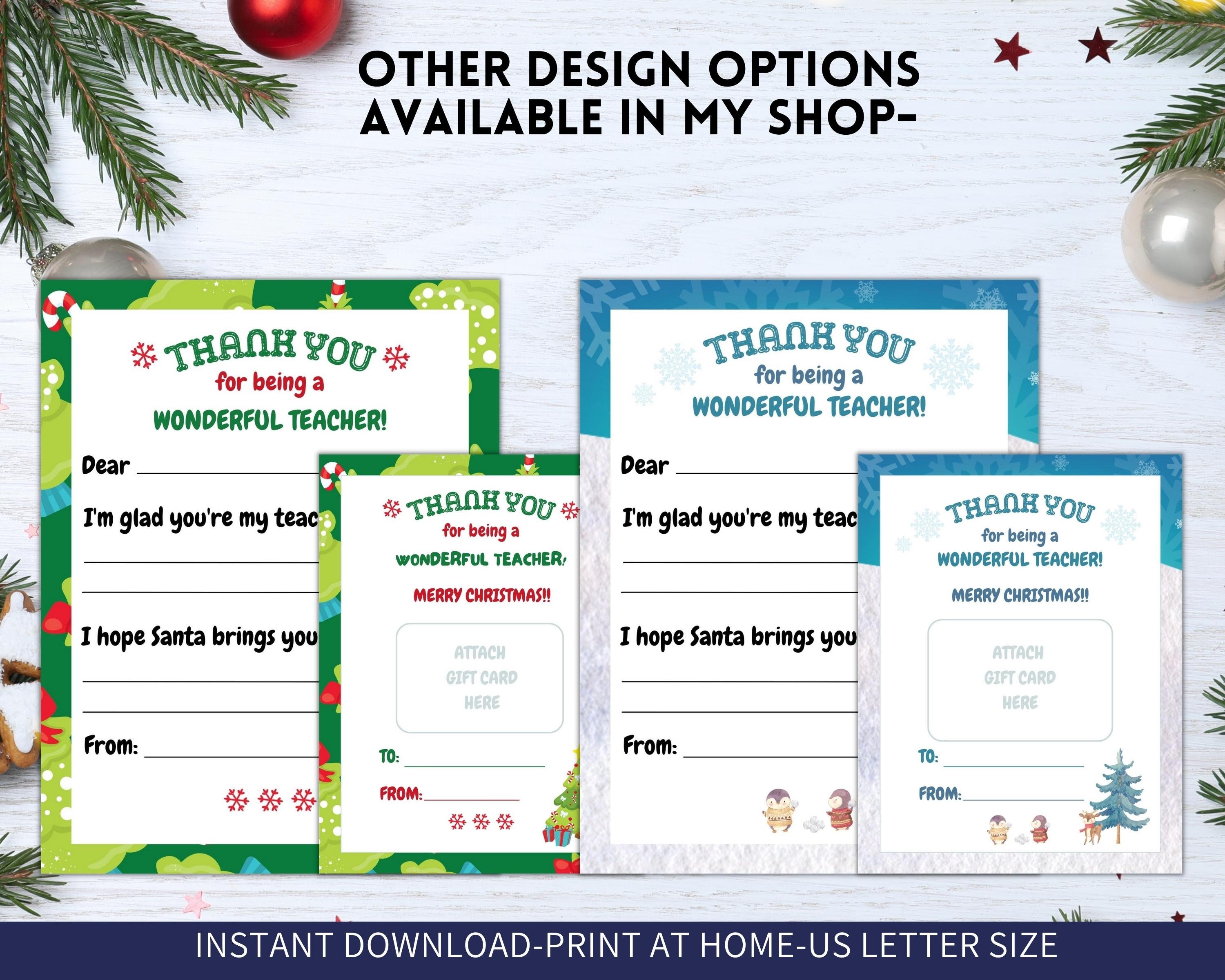 Sunday School Teacher Thank You, Christmas Appreciation Letter ...