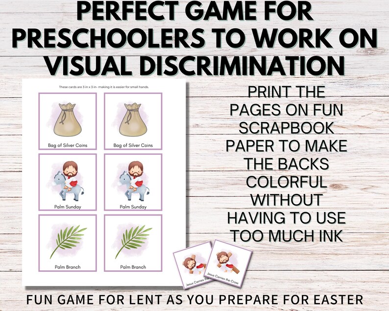 Easter Story Memory Game for Toddlers & Preschoolers, Printable Bible ...