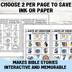 Days of Creation Bible Story Lesson Scavenger Hunt Activity Prek ...