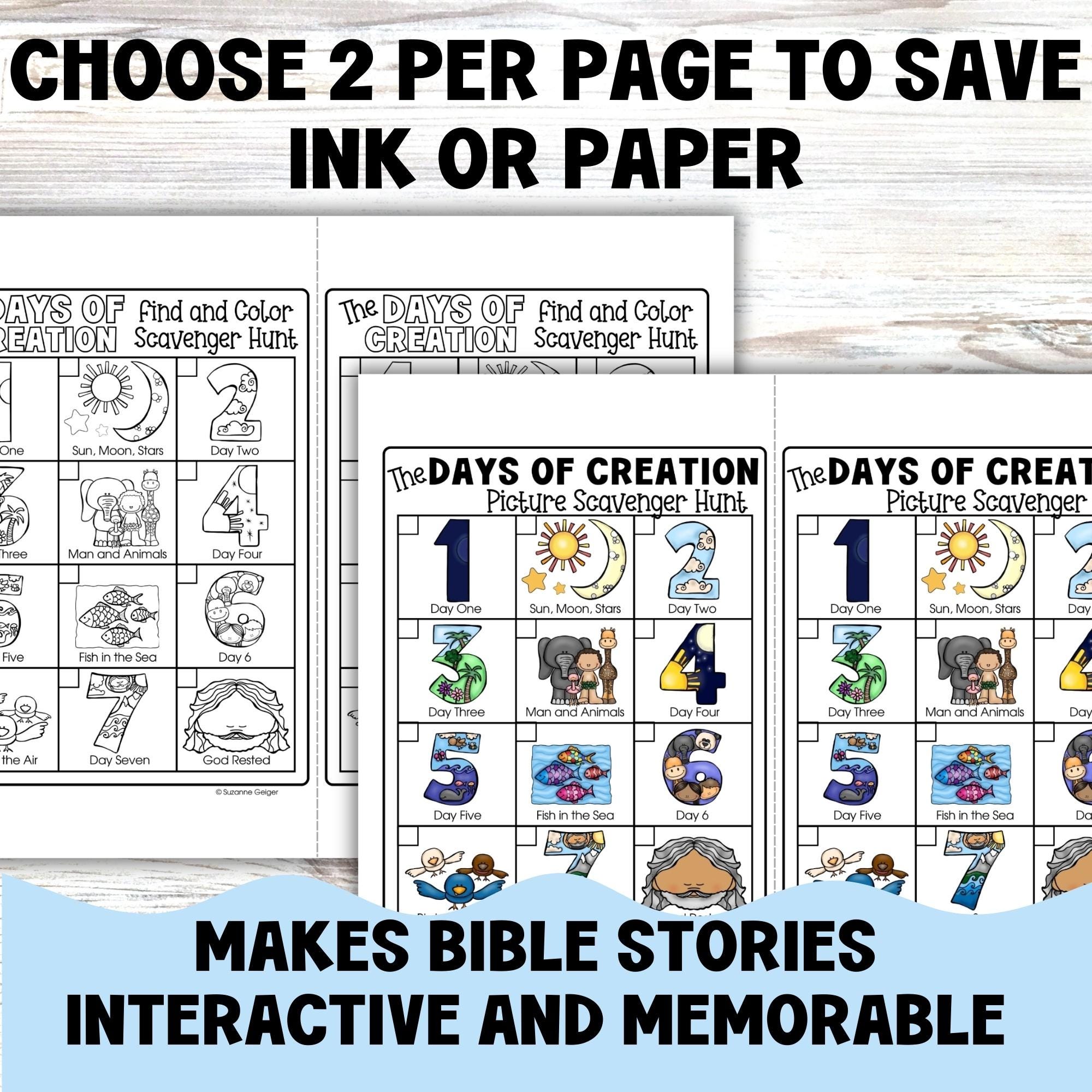 Days of Creation Bible Story Lesson Scavenger Hunt Activity Prek ...