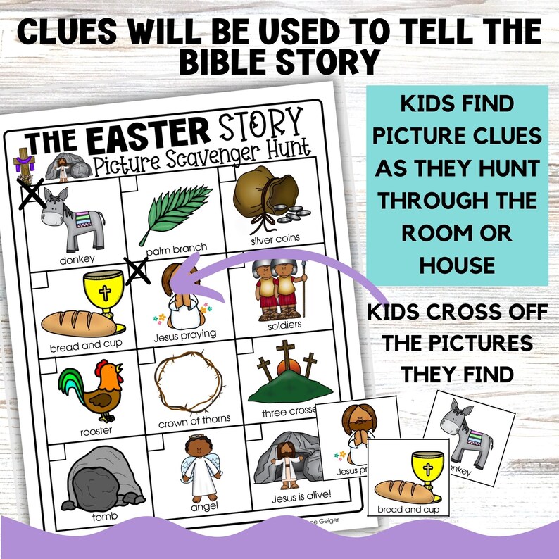 Easter Story Bible Lesson Scavenger Hunt Activity Prek, Sunday School ...