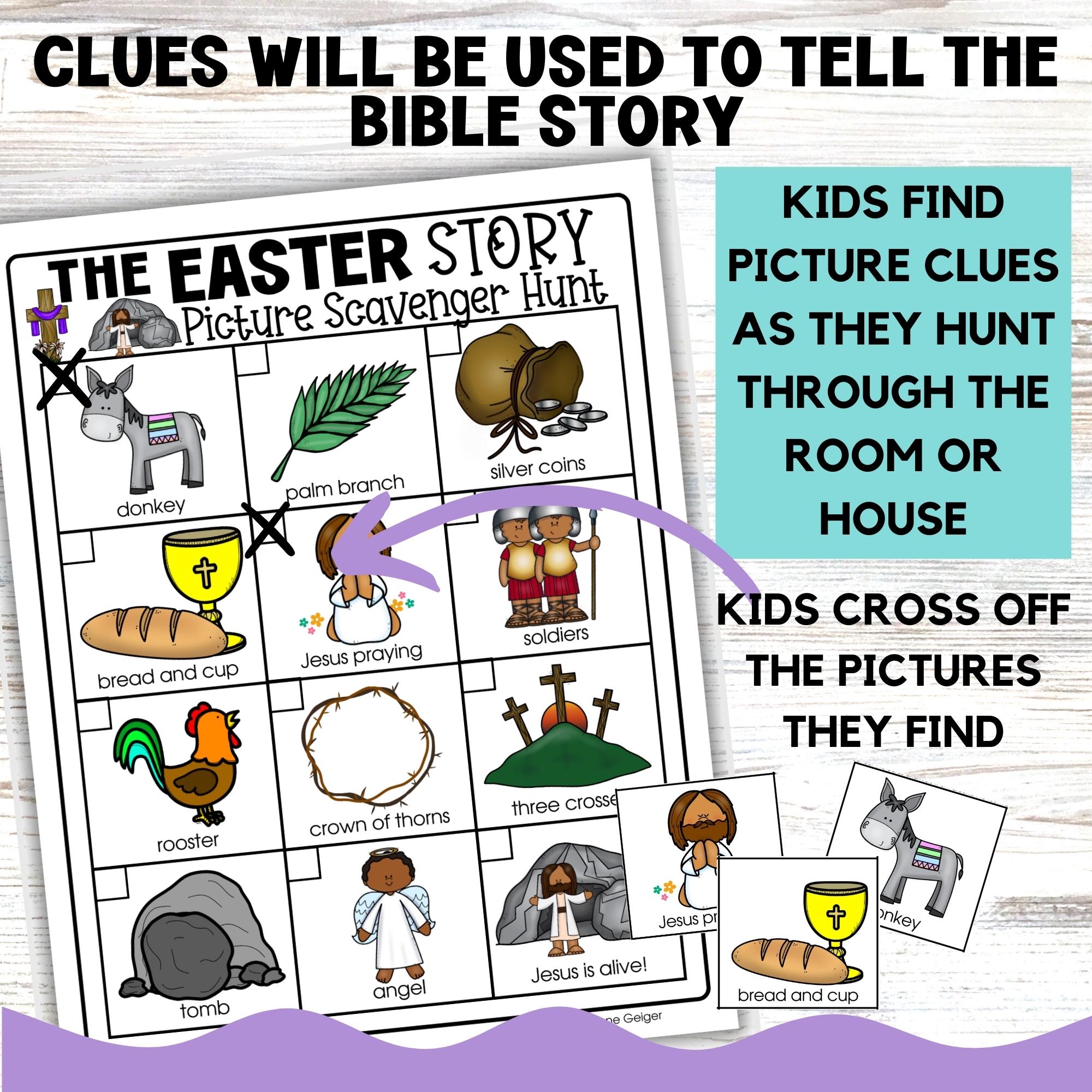 Easter Story Bible Lesson Scavenger Hunt Activity Prek, Sunday School ...
