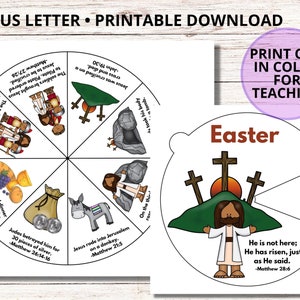 Easter Sunday School Craft, Easter Bible Story Coloring Wheel, Holy ...