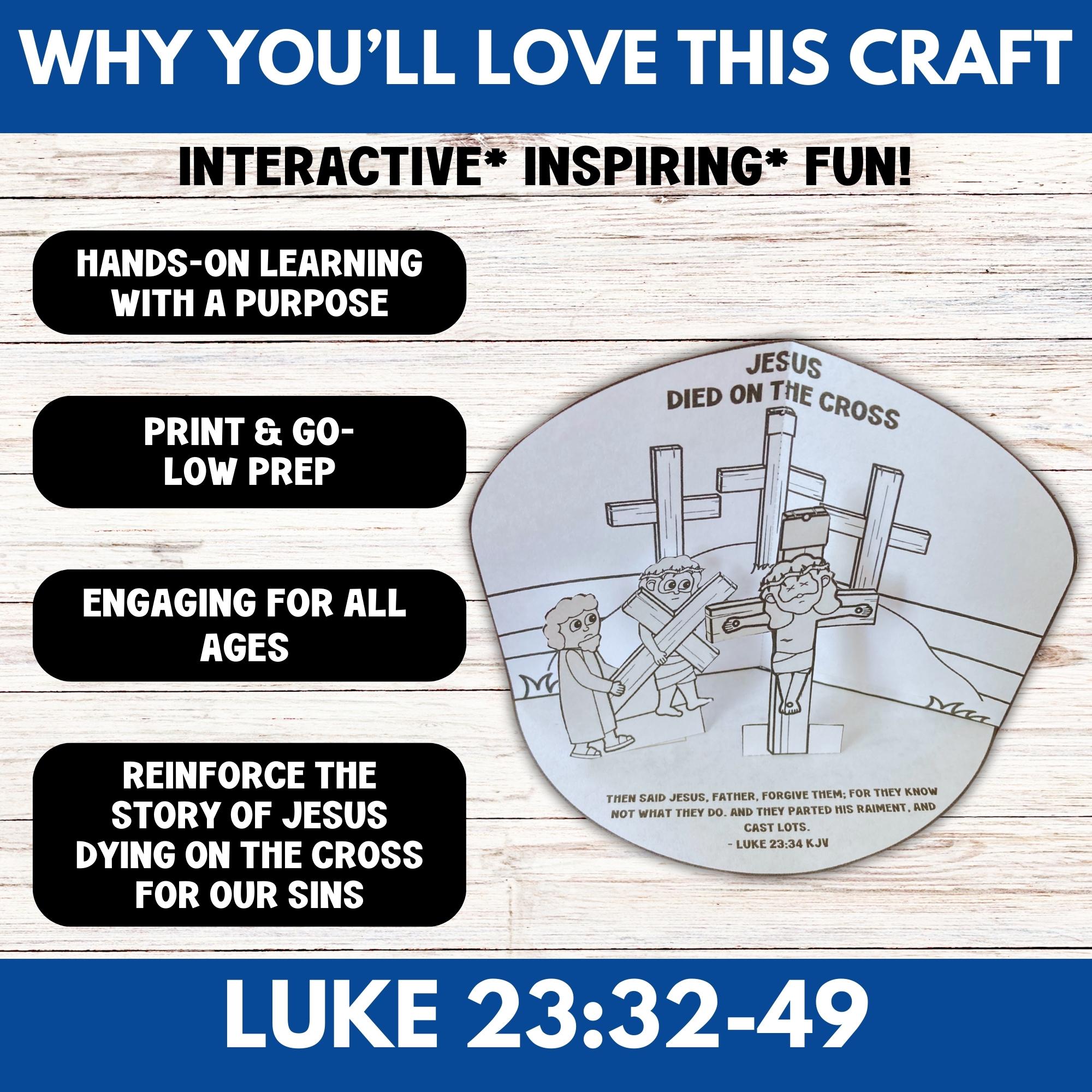 Jesus Died on the Cross Bible Craft Activity, Good Friday Easter Bible ...