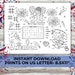 4th of July Coloring Activity Placemat, Family Party Printable Activity ...