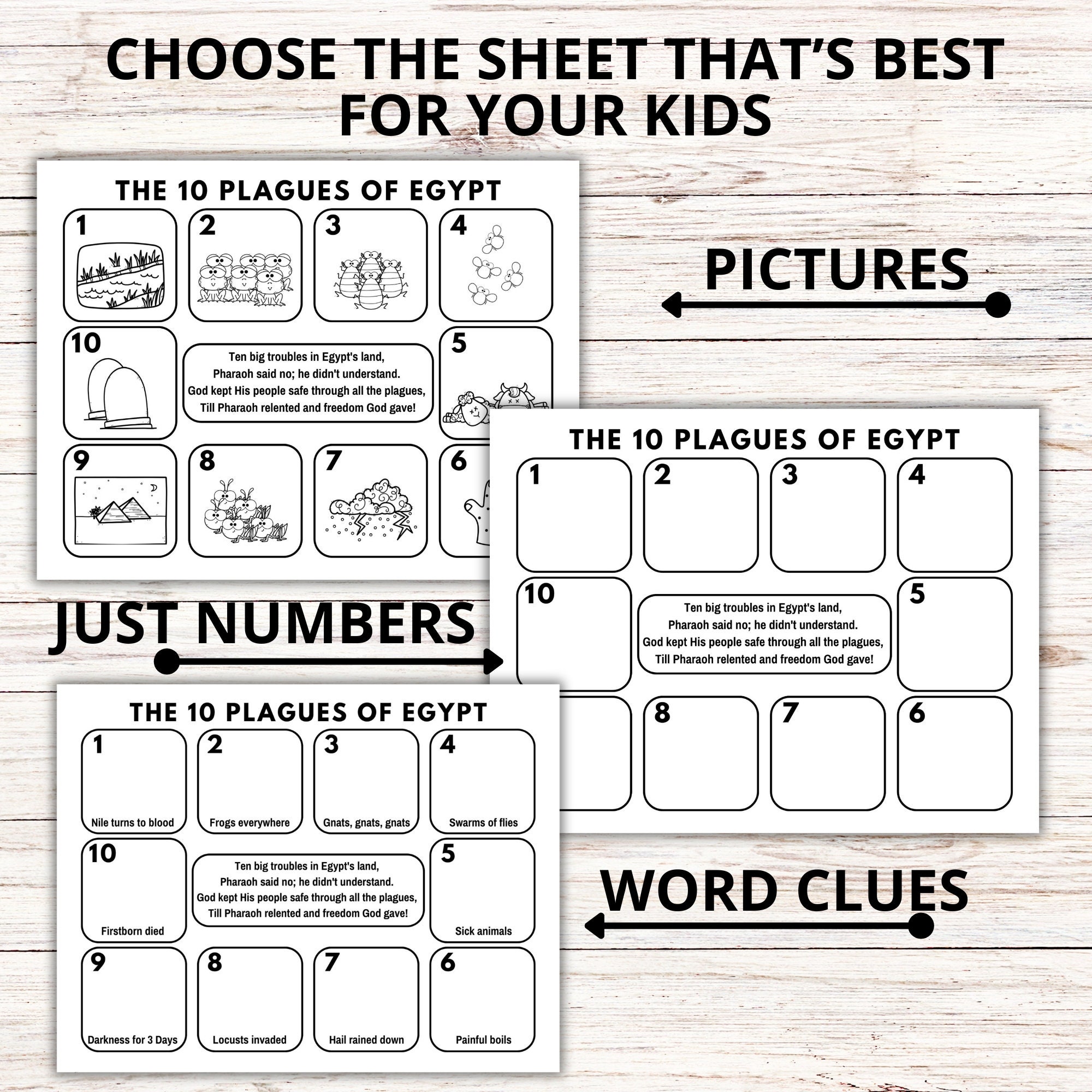 Ten Plagues of Egypt Bible Activity Sheets, Exodus Sunday School Lesson ...