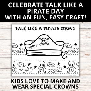 Pirate Day Paper Crown Craft Activity Printable, Paper Pirate Hat Party ...