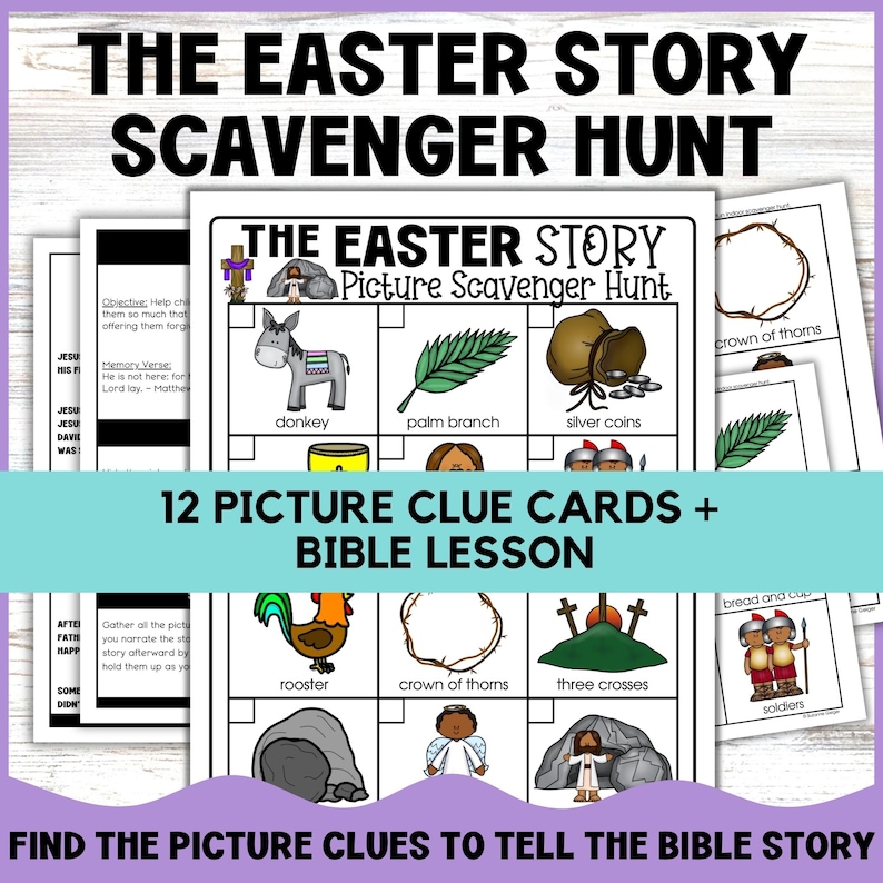 Easter Story Bible Lesson Scavenger Hunt Activity Prek, Sunday School ...