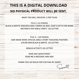 Mothers Day Bible Teaching Posters and Craft Bundle, Sunday School Moms ...