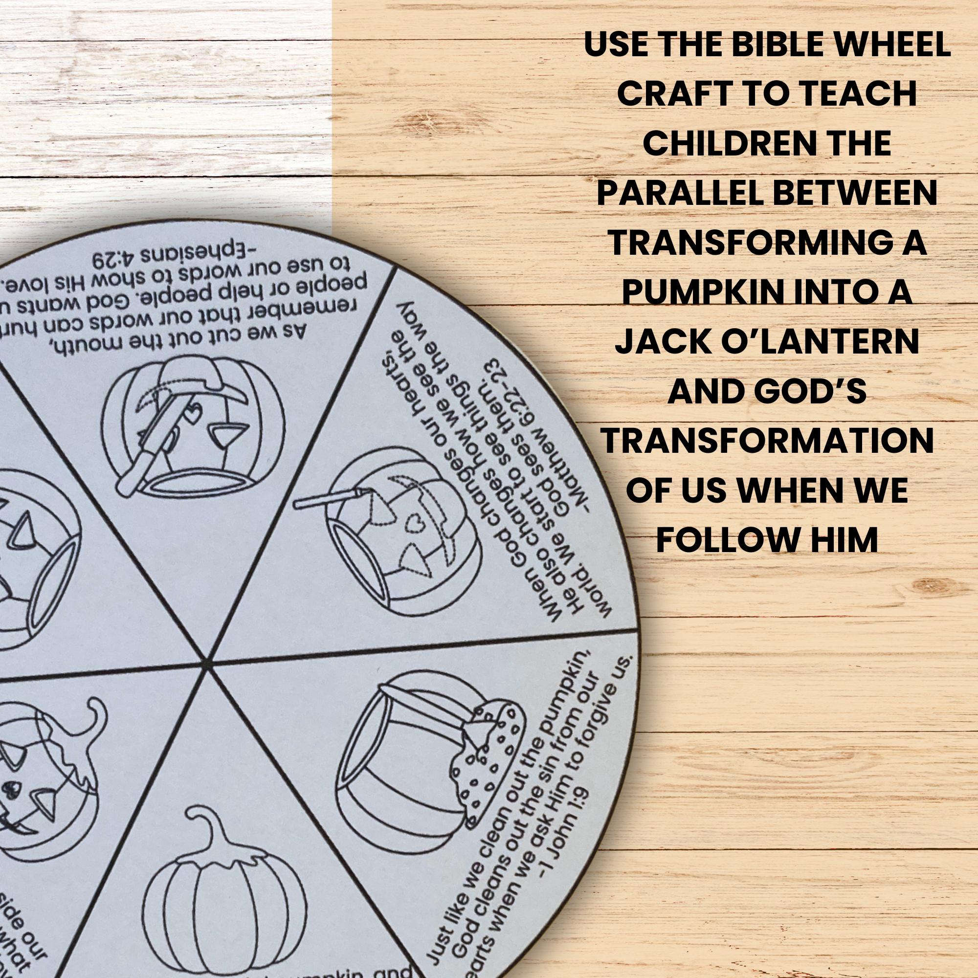 Christian Halloween Pumpkin Parable Bible Wheel Craft, Sunday School ...