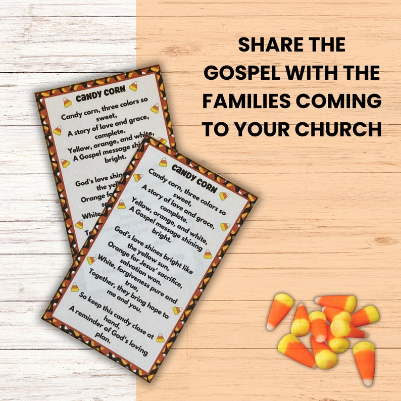 Christian Halloween Candy Corn Gospel Treat Tag Printable Poem, Candy ...