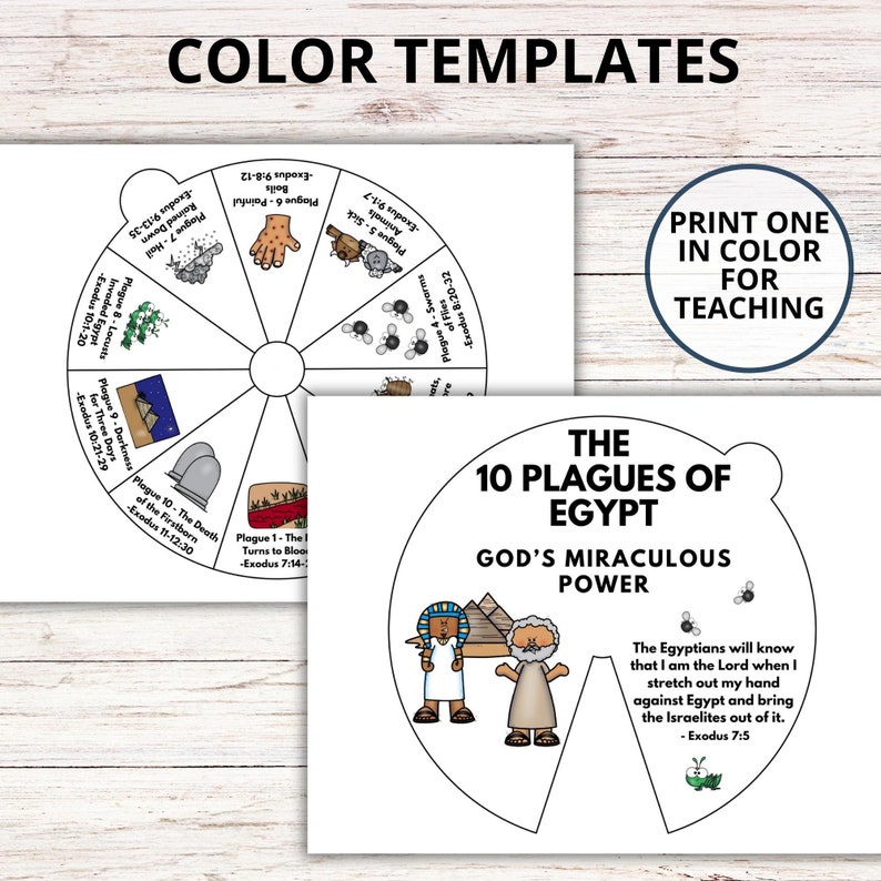 Ten Plagues of Egypt Bible Wheel Coloring Craft, Sunday School Lesson ...