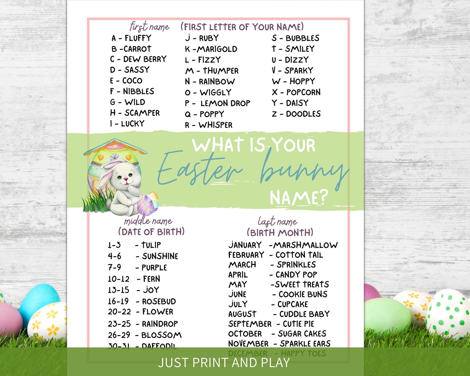 What's Your Bunny Name, Easter Bunny Name Game for Kids and Adults ...