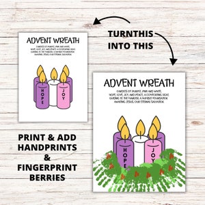 Advent Wreath Handprint Craft, Christmas Advent Handprint Art Activity ...