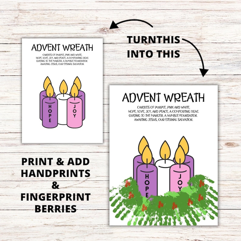 Advent Wreath Handprint Craft, Christmas Advent Handprint Art Activity ...